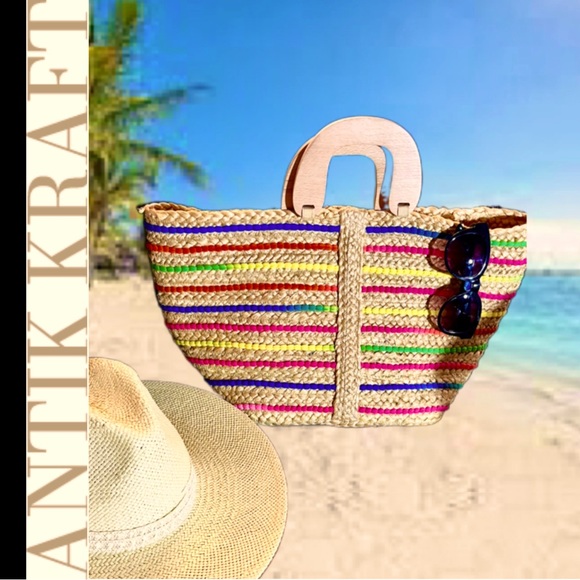 Antik Kraft | Bags | Antik Kraft Jute Beach Summer Tote Bag | Poshmark